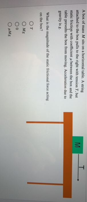 Solved A box of mass M sits on a horizontal table. A string | Chegg.com
