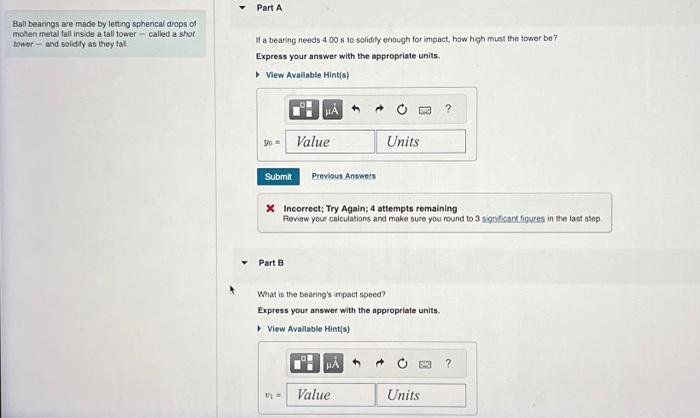 Solved Ball bearings are made by letting spherical drops of | Chegg.com
