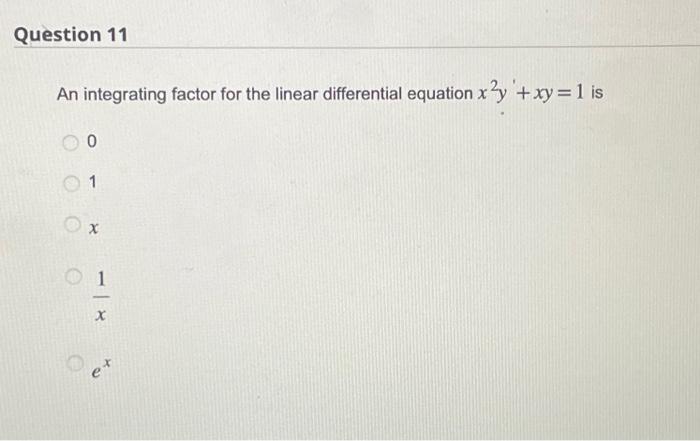 Solved An integrating factor for the linear differential | Chegg.com