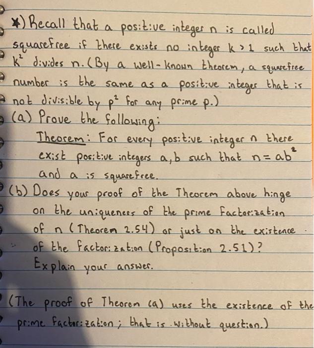 Solved *) Recall that a positive integer n is called square | Chegg.com