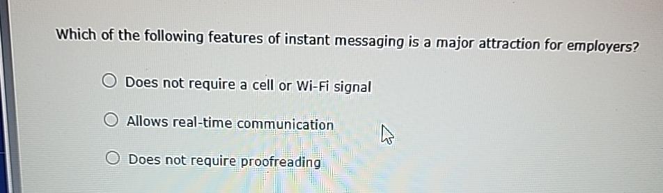 Solved Which of the following features of instant messaging | Chegg.com