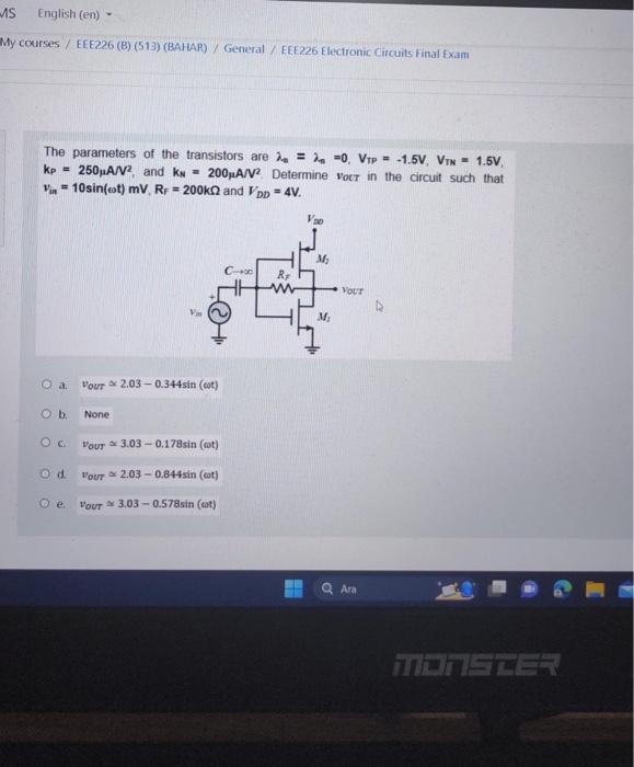Solved The parameters of the transistors are | Chegg.com