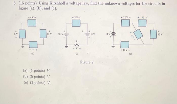 Solved 8. (15 points) Using Kirchhoff's voltage law, find | Chegg.com