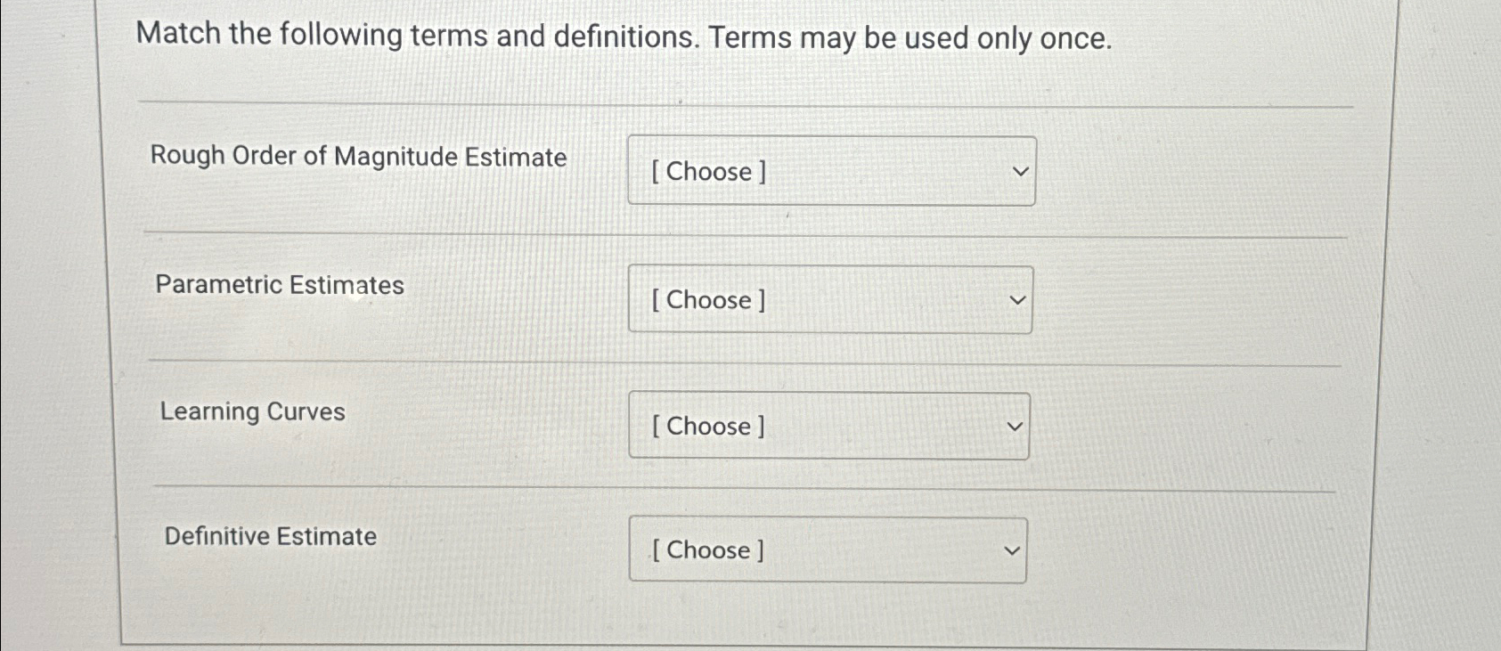 Solved Match the following terms and definitions. Terms may | Chegg.com