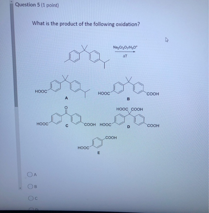 Solved Question 5 (1 point) What is the product of the | Chegg.com