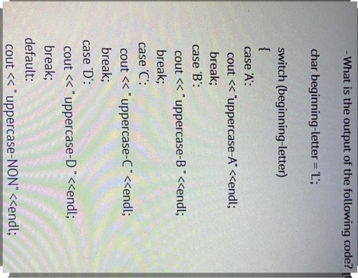 Solved - What is the output of the following code? char | Chegg.com