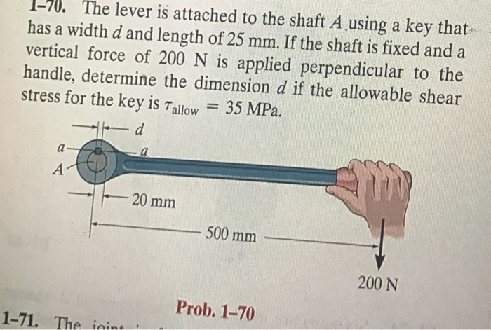 Solved 1-70. The lever is attached to the shaft A using a | Chegg.com