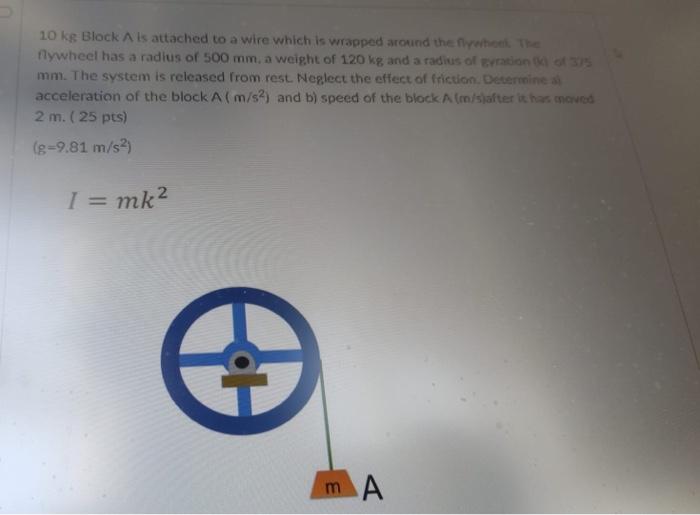 Solved 10 kg Block A is attached to a wire which is wrapped | Chegg.com