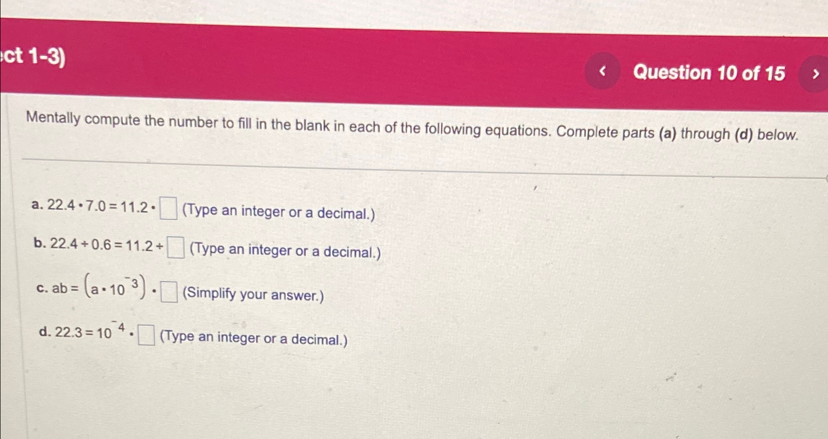 Solved ct 1-3Question 10 ﻿of 15Mentally compute the number | Chegg.com