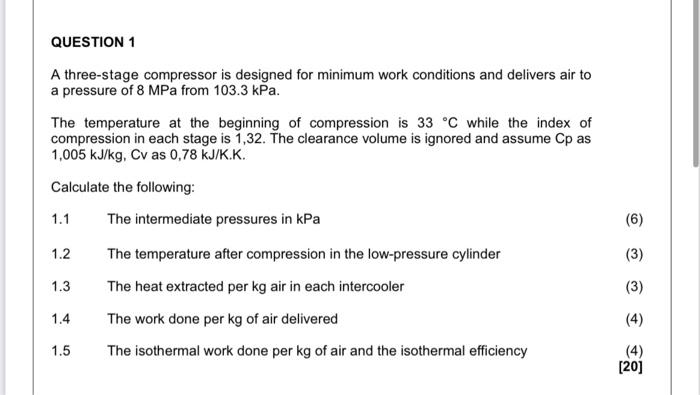 Solved A three-stage compressor is designed for minimum work | Chegg.com