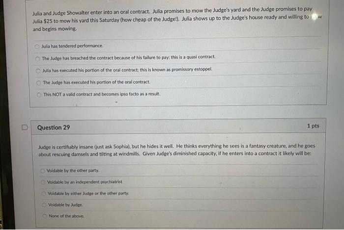 Solved Julia and Judge Showalter enter into an oral | Chegg.com