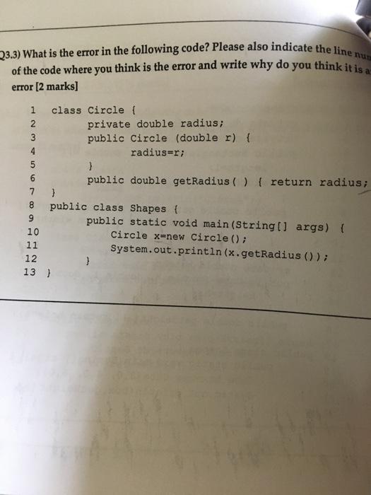 Solved of the code where you think is the error and write | Chegg.com