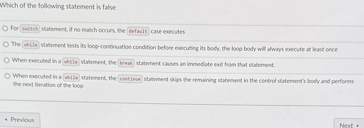 Solved Which of the following statement is falseFor | Chegg.com