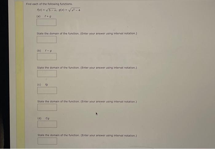Solved Find each of the following functions. | Chegg.com