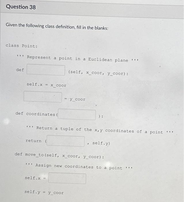 Solved Given the following class definition, fill in the | Chegg.com