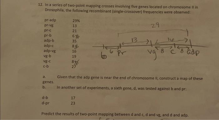 12. In a series of two-point mapping crosses | Chegg.com