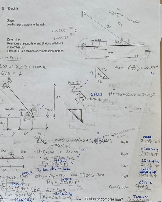 Solved 3) (50 points) Given: Loading per diagram to the | Chegg.com