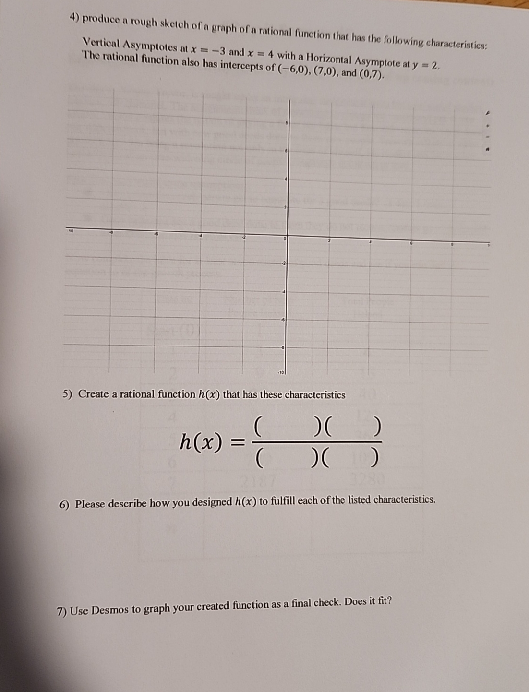Solved produce a rough sketch of a graph of a rational | Chegg.com