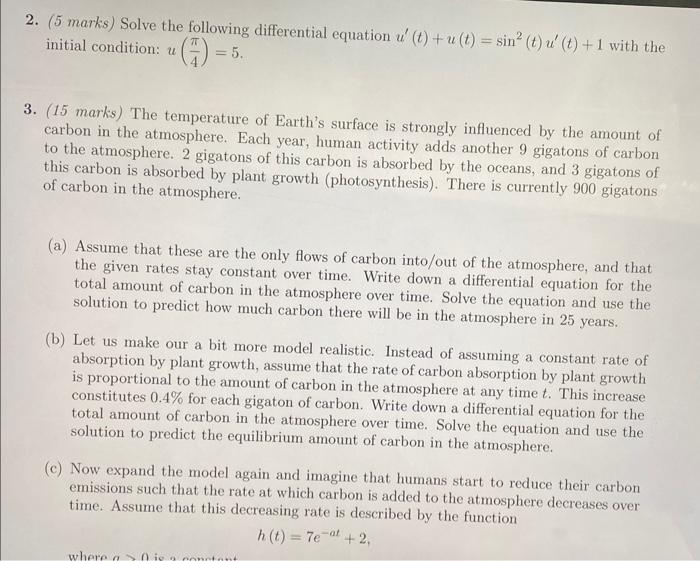Solved 2. (5 marks) Solve the following differential | Chegg.com