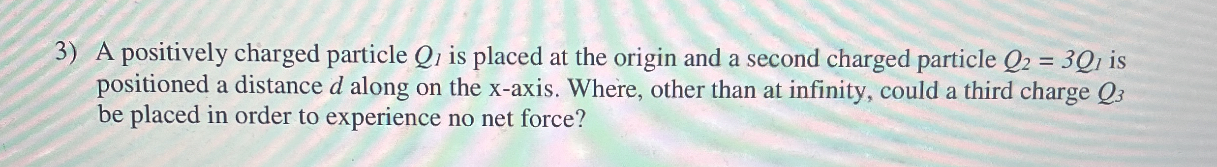 Solved A positively charged particle Q1 ﻿is placed at the | Chegg.com