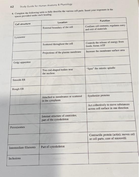Solved 4. Complete the following table to fully describe the | Chegg.com