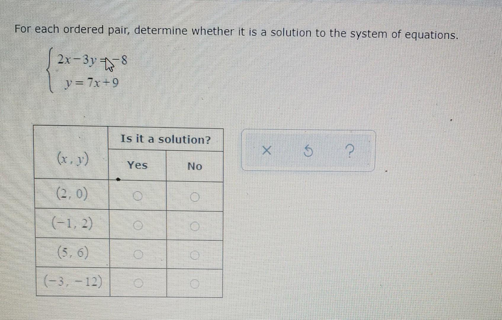 Solved For each ordered pair, determine whether it is a | Chegg.com