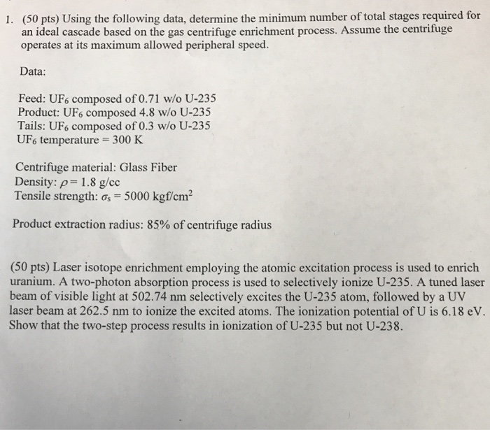 1. (50 pts) Using the following data, determine the | Chegg.com