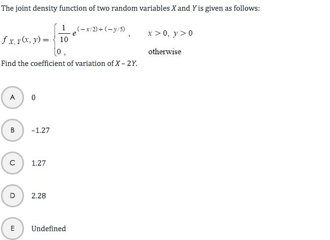 Solved The Joint Density Function Of Two Random Variables X
