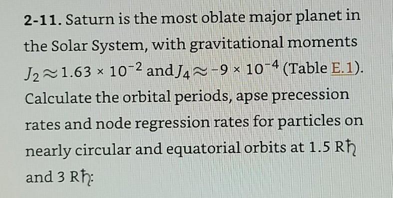 Solved 2-11. Saturn is the most oblate major planet in the | Chegg.com