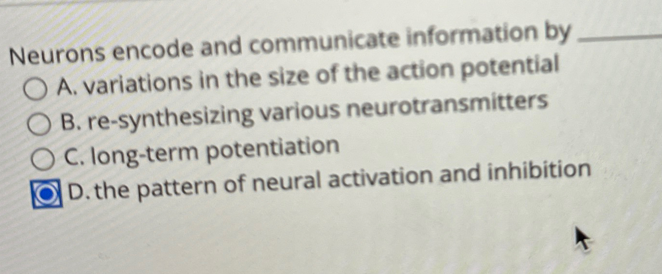 Solved Neurons encode and communicate information by q,q, | Chegg.com