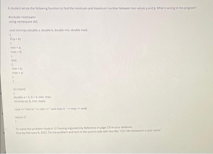 Solved A student wrote the following function to find the | Chegg.com