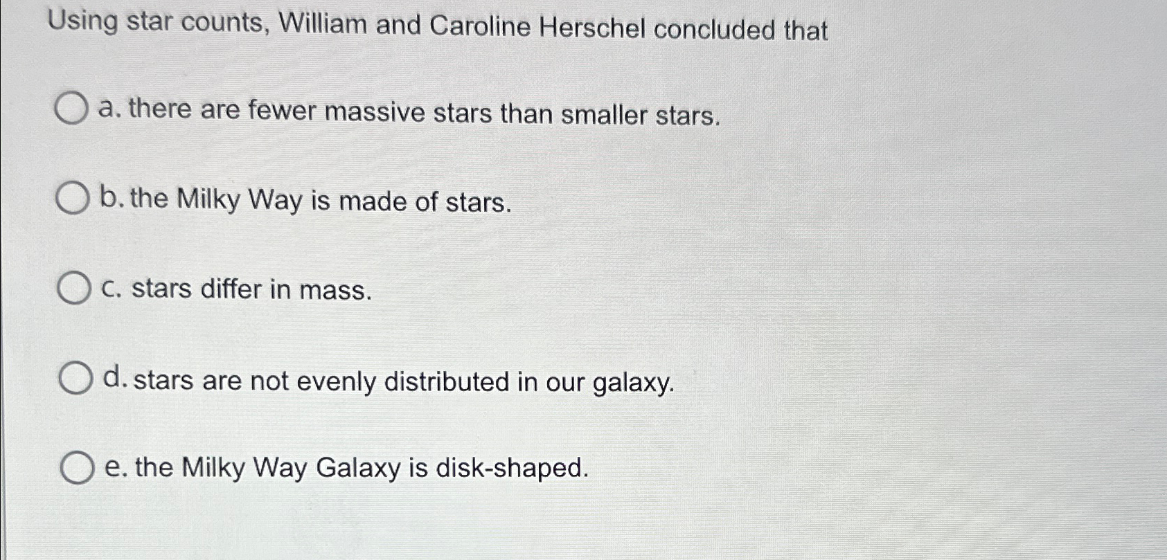 Solved Using star counts, William and Caroline Herschel | Chegg.com