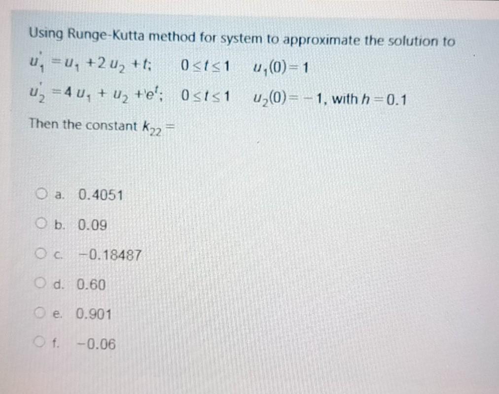 Solved Using Runge-Kutta method for system to approximate | Chegg.com