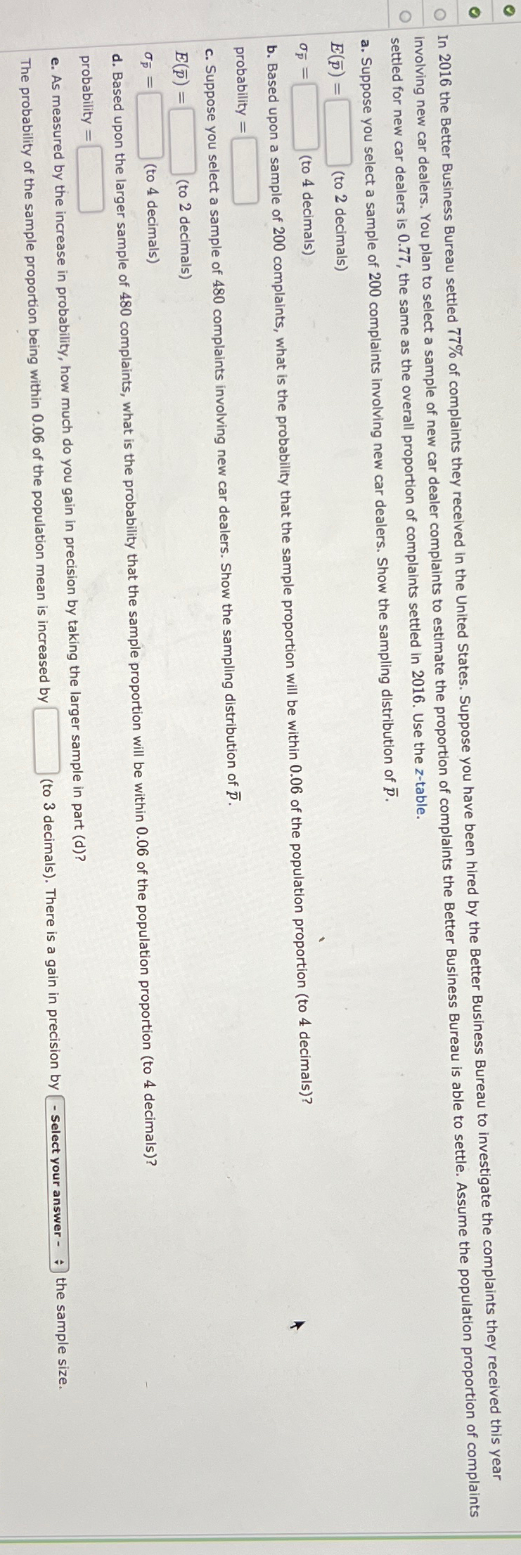 Solved settled for new car dealers is 0.77 , ﻿the same as | Chegg.com