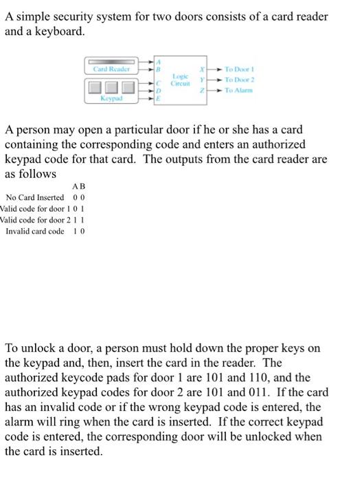 Solved A simple security system for two doors consists of a | Chegg.com