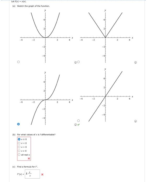 Solved Let f(x)=x∣x∣. (a) Sketch the graph of the function. | Chegg.com