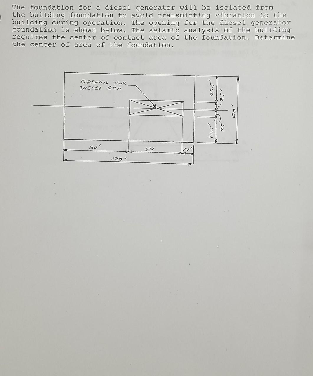Solved The foundation for a diesel generator will be | Chegg.com