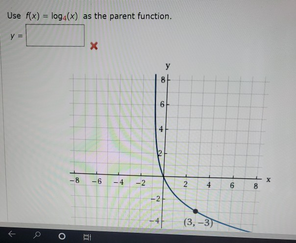 Solved Use f(x) = log4(x) as the parent function. y = X у 8 | Chegg.com
