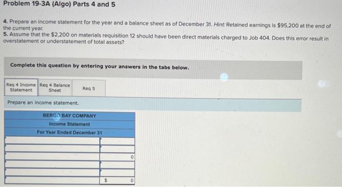 Solved Problem 19-3A (Algo) Computing and recording job | Chegg.com