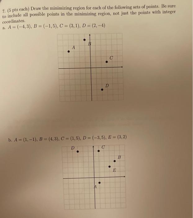 Solved 7. (5 pts cach) Draw the minimizing region for each | Chegg.com Solved 7. (5 pts cach) Draw the minimizing region for each | Chegg.com