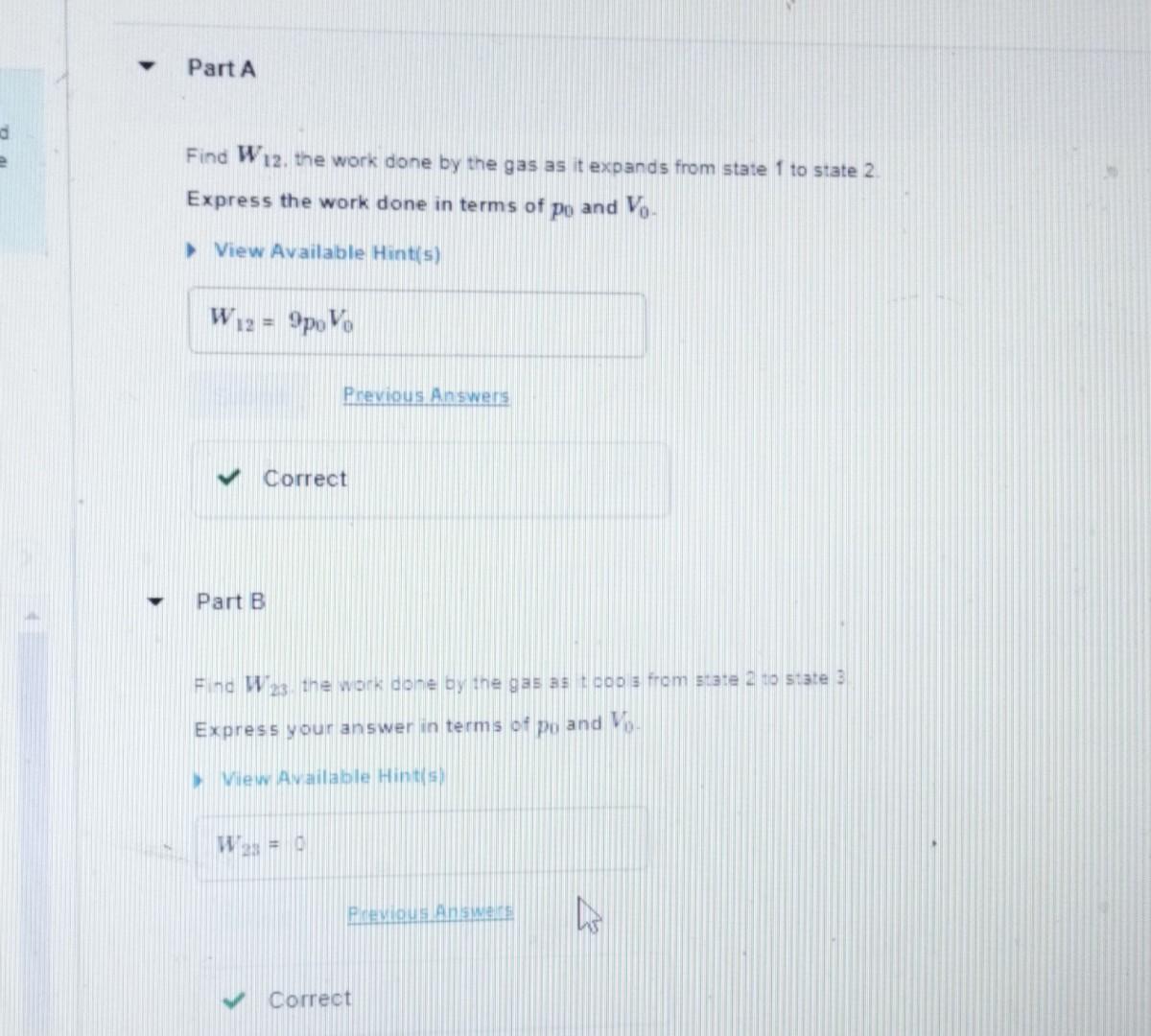 Solved Find W12, the work done by the gas as it expands from | Chegg.com