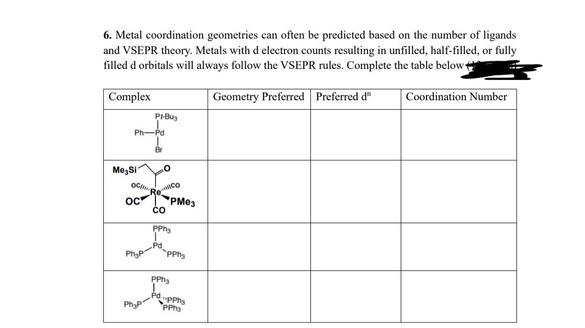 Solved Metal coordination geometries can often be predicted | Chegg.com