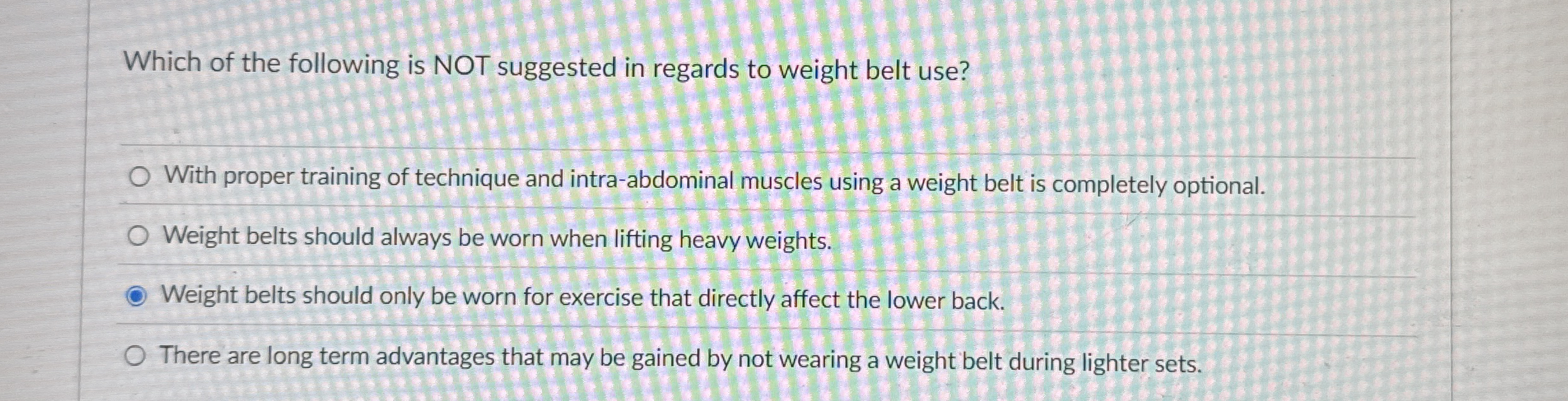 Solved Which of the following is NOT suggested in regards to | Chegg.com