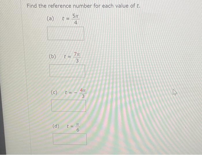 Solved Find the reference number for each value of t. (a) | Chegg.com