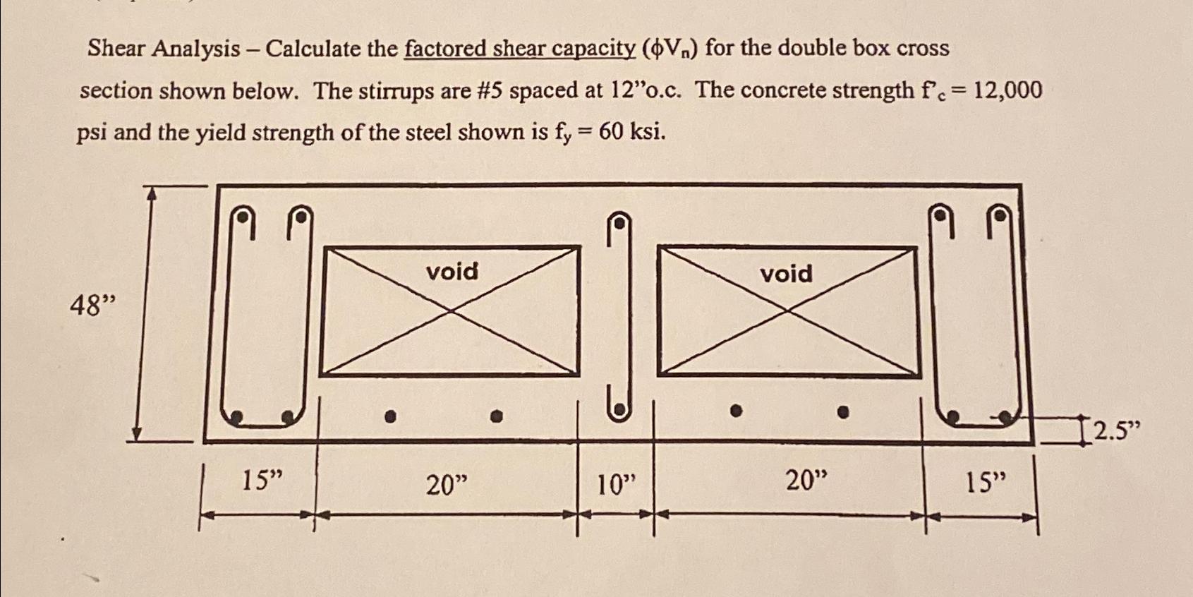 Shear Analysis (with voids)- ﻿Calculate the factored | Chegg.com