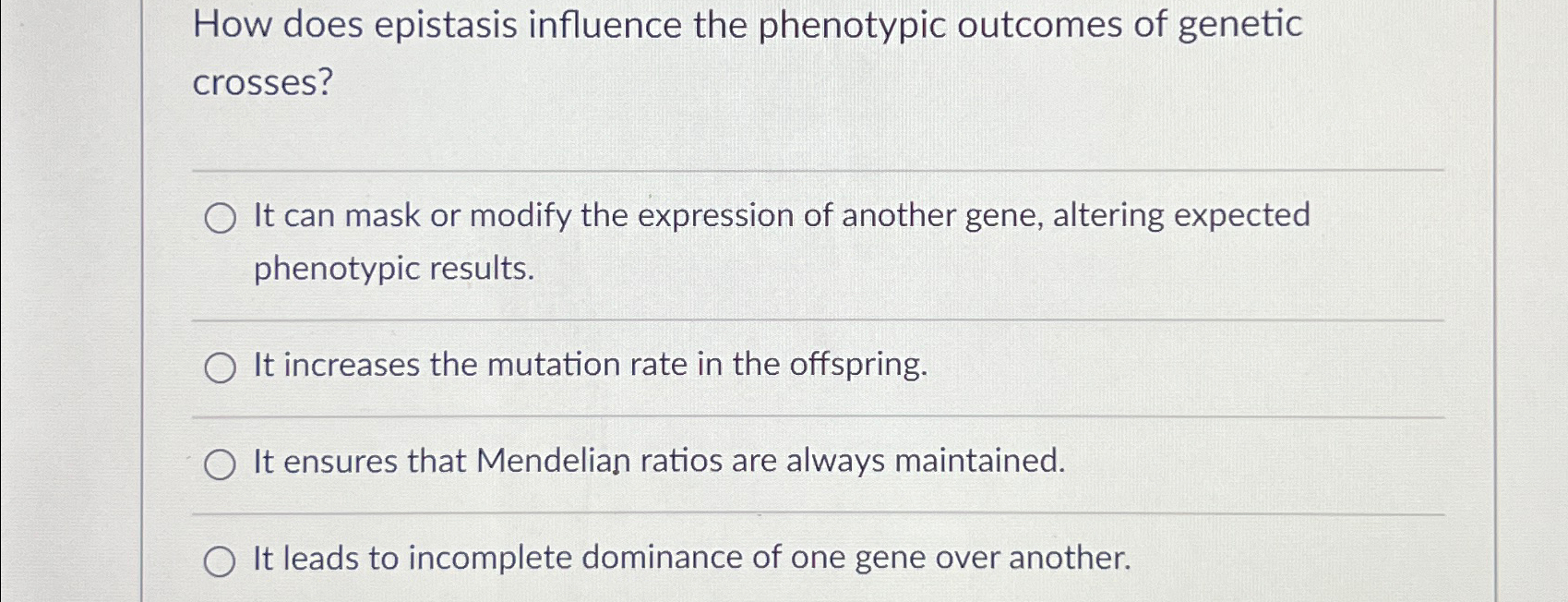 Solved How does epistasis influence the phenotypic outcomes | Chegg.com
