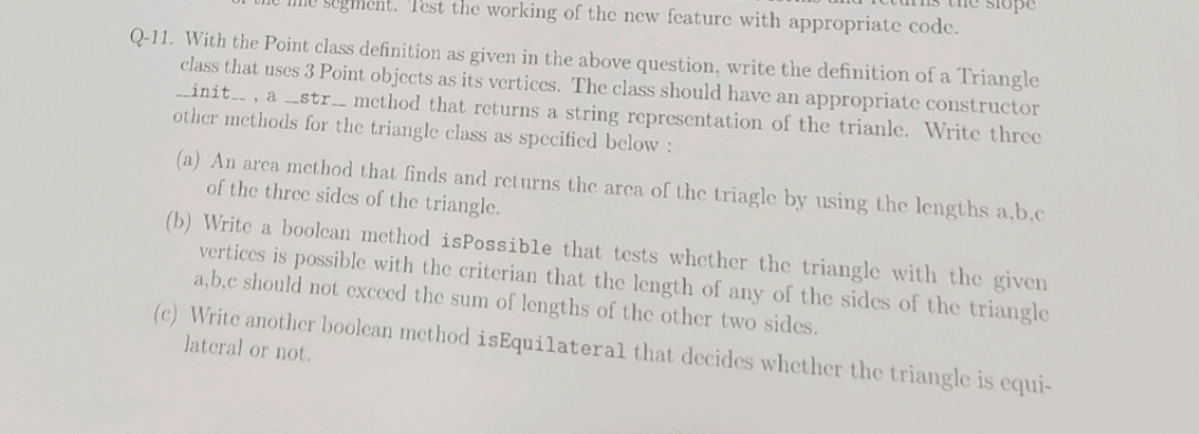 Solved Q 11 with The Point Class Definition As Given In