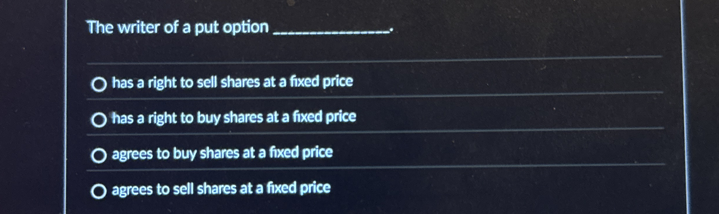 Solved The writer of a put option q,has a right to sell | Chegg.com