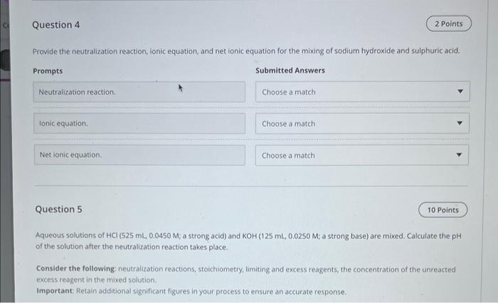 Solved Provide the neutralization reaction, ionic equation, | Chegg.com