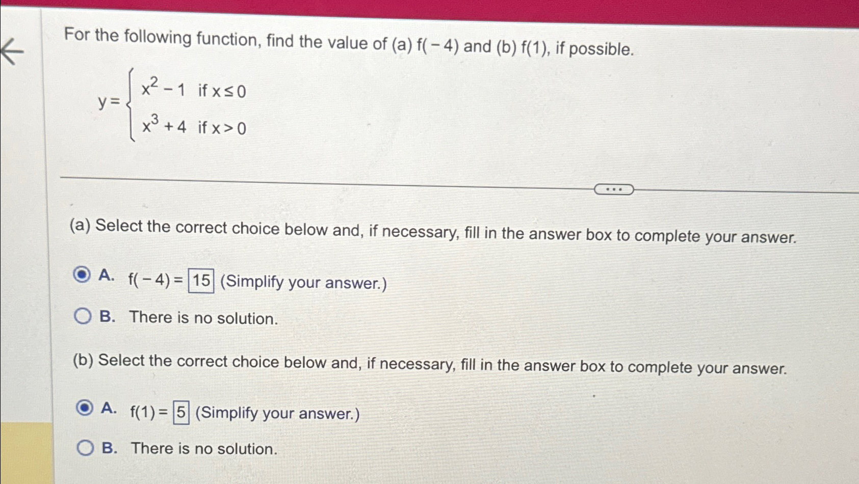 Solved For the following function, find the value of | Chegg.com